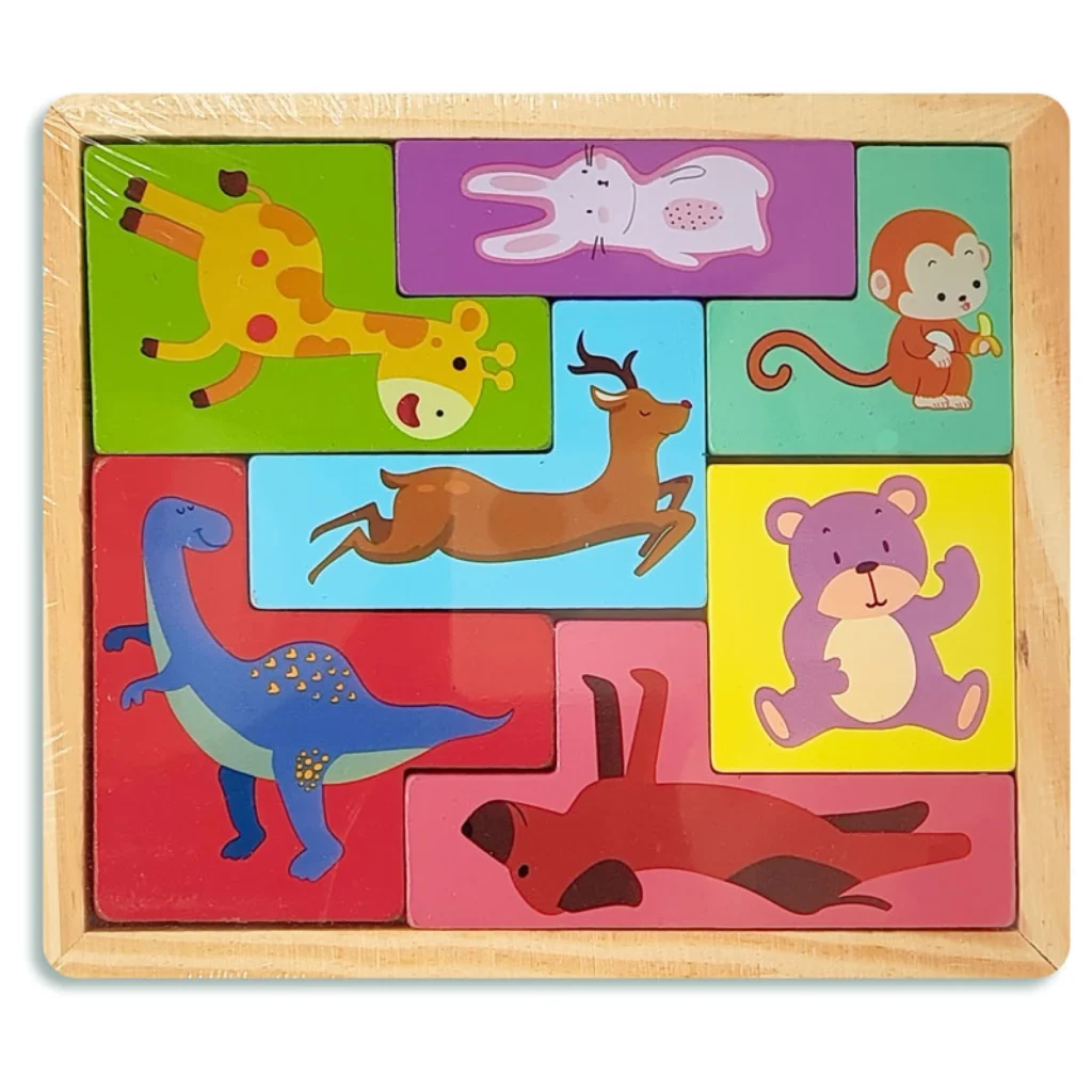 Juego de encastre de madera tetris – Animales – De Chiveo Didácticos