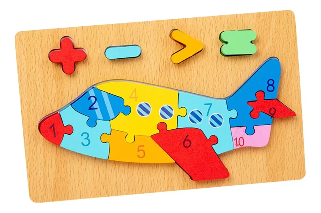 Puzzle de Madera Numérico – Avión – De Chiveo Didácticos