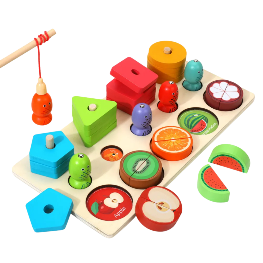 Juego Magnético Montessori 3 en 1 de Frutas, Formas y Pesca – De Chiveo ...